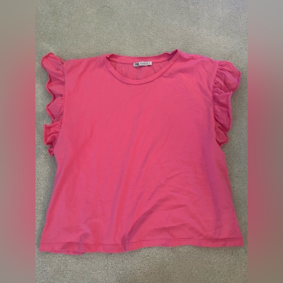 Zara | Tops | Zara Pink Ruffle Top | Poshmark
